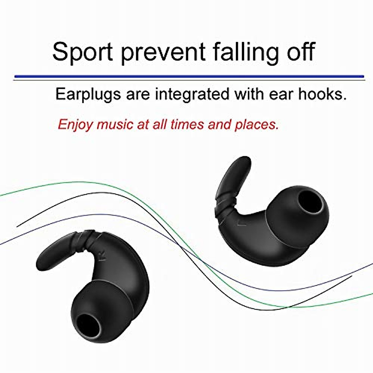 Sports Earbuds Tips Replacement Ear Fins Wingtips Noise Isolation Replacement Eartips Adapters for in Ear Earphones 4mm to 6mm Nozzle Attachment 3 Pairs Left & Right, Balck