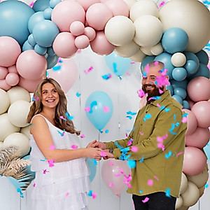 170PCS Gender Reveal Baby Shower Party Decorations Supplies Backdrop, Dusty Pink and Blue Sand White Balloons Gender Reveal Baby Shower Balloon Garland Arch Kit