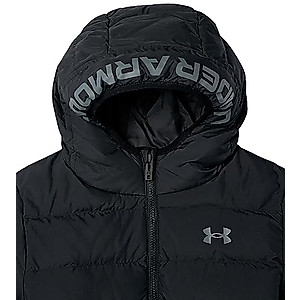 Under Armour Boys' Pronto Puffer Jacket, Mid-Weight, Zip Up Closure, Repels Water, Black Colorblock