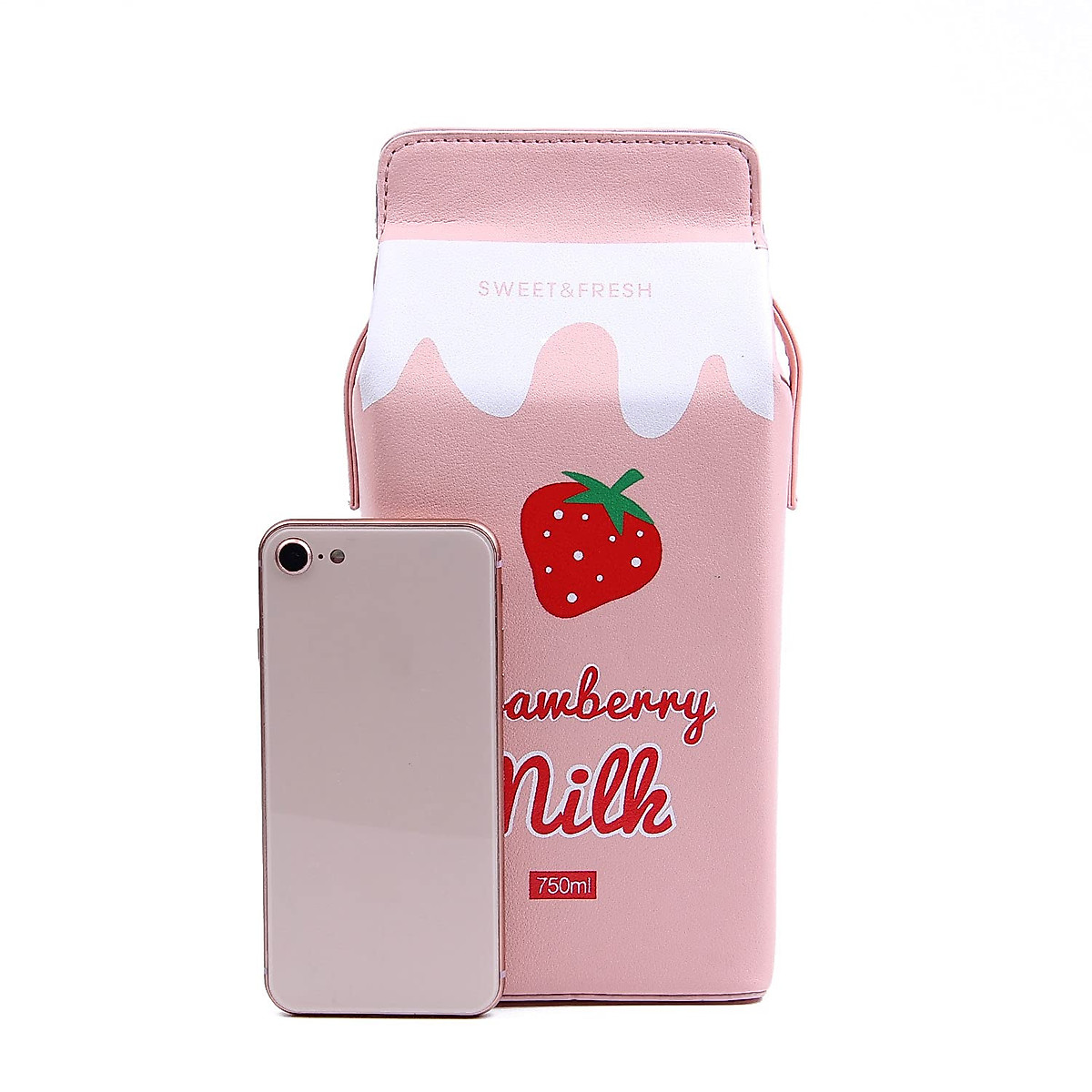 Lanpet Women Unique Purse Girls Fruits Banana Strawberry Milk Box Cross body Bag Mobile phone Wallet Purse