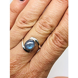 Labradorite Vintage Gipsy Ring 925 Sterling Silver Oval Stone Boho Chic Jewelry (7)