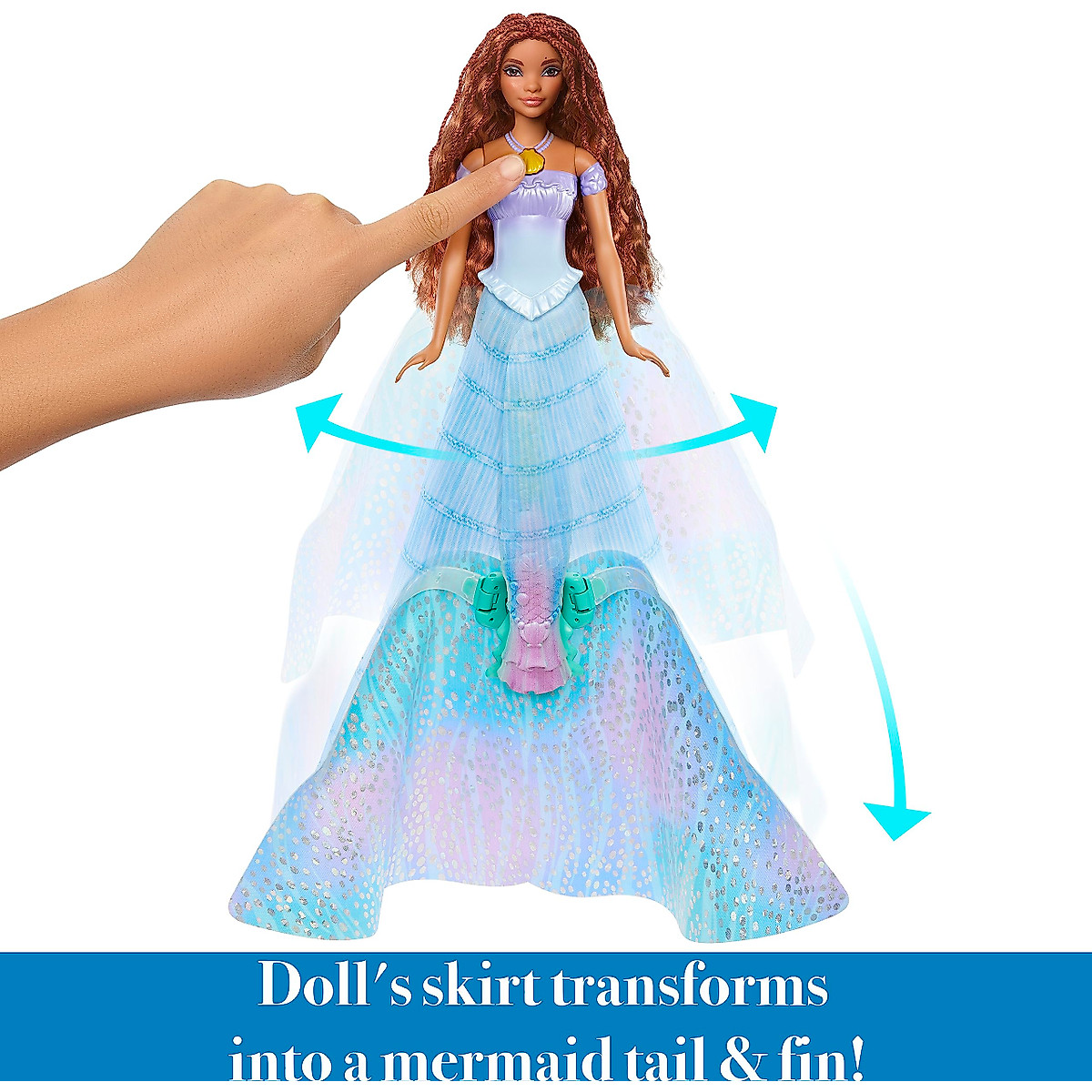 Mattel Disney Princess Toys, The Little Mermaid Transforming Ariel Fashion Doll, Switch from Human to Mermaid, Inspired by the Movie