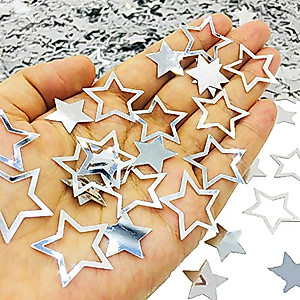 Star Metallic Foil Confetti Sprinkles for Wedding/Birthday/Festival Party Decorations 1.5OZ (silver, 24mm&18mm)