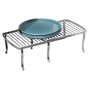 iDesign York Metal Free Standing Expandable Shelf for Storage in Kitchen, Pantry, Cabinet, Bathroom, Office, Craft Room, 12.75"-22.75" x 9.75" x 5.75" - Silver