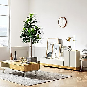 LYERSE Artificial Fiddle Leaf Fig Tree - 6.5ft Faux Ficus Lyrata Plant with 108 Fiddle Leaves Fake Fig Silk Tree in Pot Artificial Tree for Indoor Outdoor House Home Office Perfect Housewarming Gift