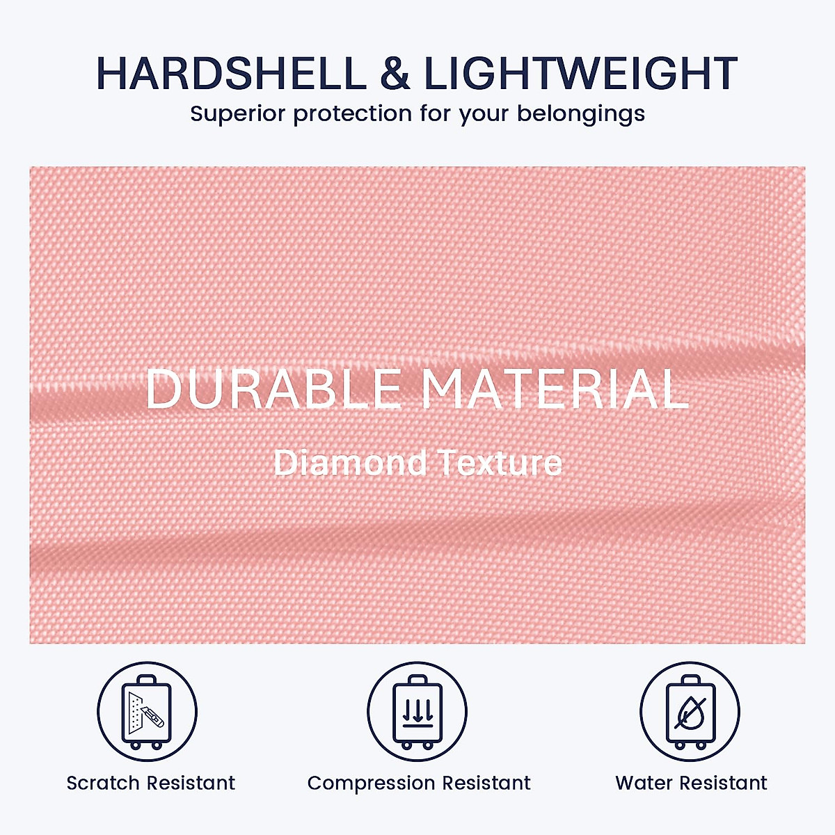 YEMENREN Luggage Sets Hardside Lightweight Suitcase with Spinner Wheels TSA Lock, 3-Piece Set (20/24/28), Pink