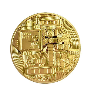 10 Pcs Bitcoin Coin Souvenir with Coin Case, Physical Bitcoin Collection, Gold Plated Bitcoin for Commemoration, Crypto Currency Coin BTC for Gift, Gold Bitcoin Tokens