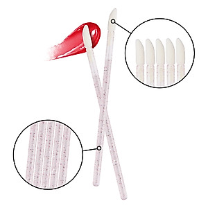 Kirecoo 200PCS Lip Applicators Disposable - Glitter Crystal Lip Wands, Lip Brush, Lip Gloss Wands, Lipstick Applicator Wands, Makeup Applicator Beauty Tool Kits (Black+Pink)