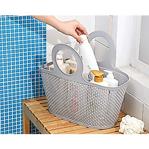 Lawei 4 Pack Shower Caddy Baskets with Handle - Bathroom Shower Tote Basket, Shower Caddy Bins Organizer for Holds Shampoo, Conditioner, Soap, Cosmetics, Beauty Products