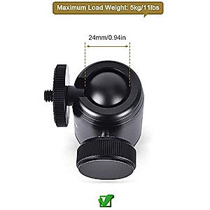 UTEBIT 2 Pack DSLR Camera Tripod Ball Head with Hot Shoe Mount Adapter 360° Panoramic Mini Ball Head 1/4" Screw Thread Compatible for Vive Flash Light