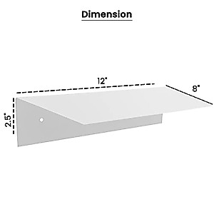 SIMOND STORE White Floating Shelves for Wall - 12" X 8" Small Floating Shelves - Metal Heavy Duty Floating Shelves Brackets for Gaming, Console, Playstation Shelf, Tv Shelf for Wall Mounted Tv