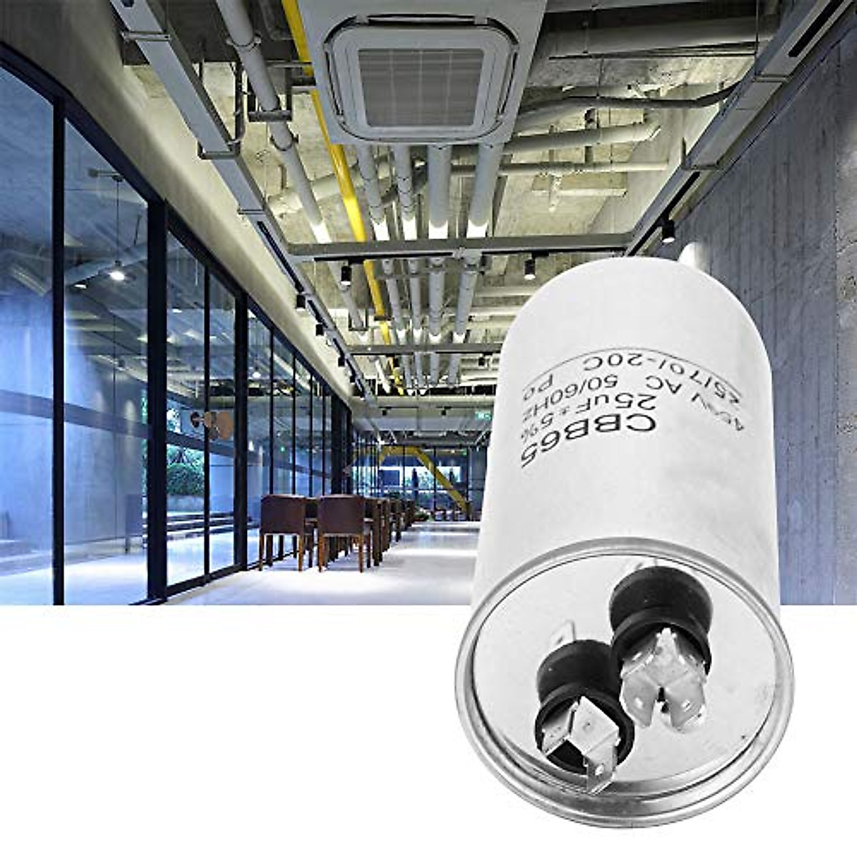 LANTRO JS CBB65 Capacitor, 25uf 450V Aluminum Shell Anti-Explosion Capacitor, Round Capacitor for Air Conditioning Motor