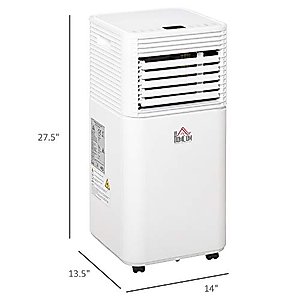 HOMCOM 10000 BTU Mobile Portable Air Conditioner for Cooling, Dehumidifier, and Ventilating with Remote Control, for Home Office, White
