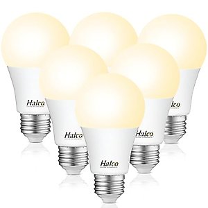 Halco ProLed Led Light Bulbs A19 2 Non Dimmable, Frosted 120V, 60W Equivalent Efficient 9W, 720 Lumen, 15000 Hours, E26, 6 Pack (3000k Warm White)