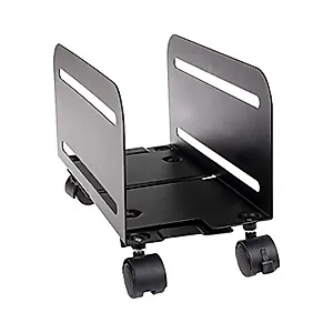 Ilyapa PC Computer Tower Stand with Wheels - Adjustable Mobile CPU Holder Cart for Desktop