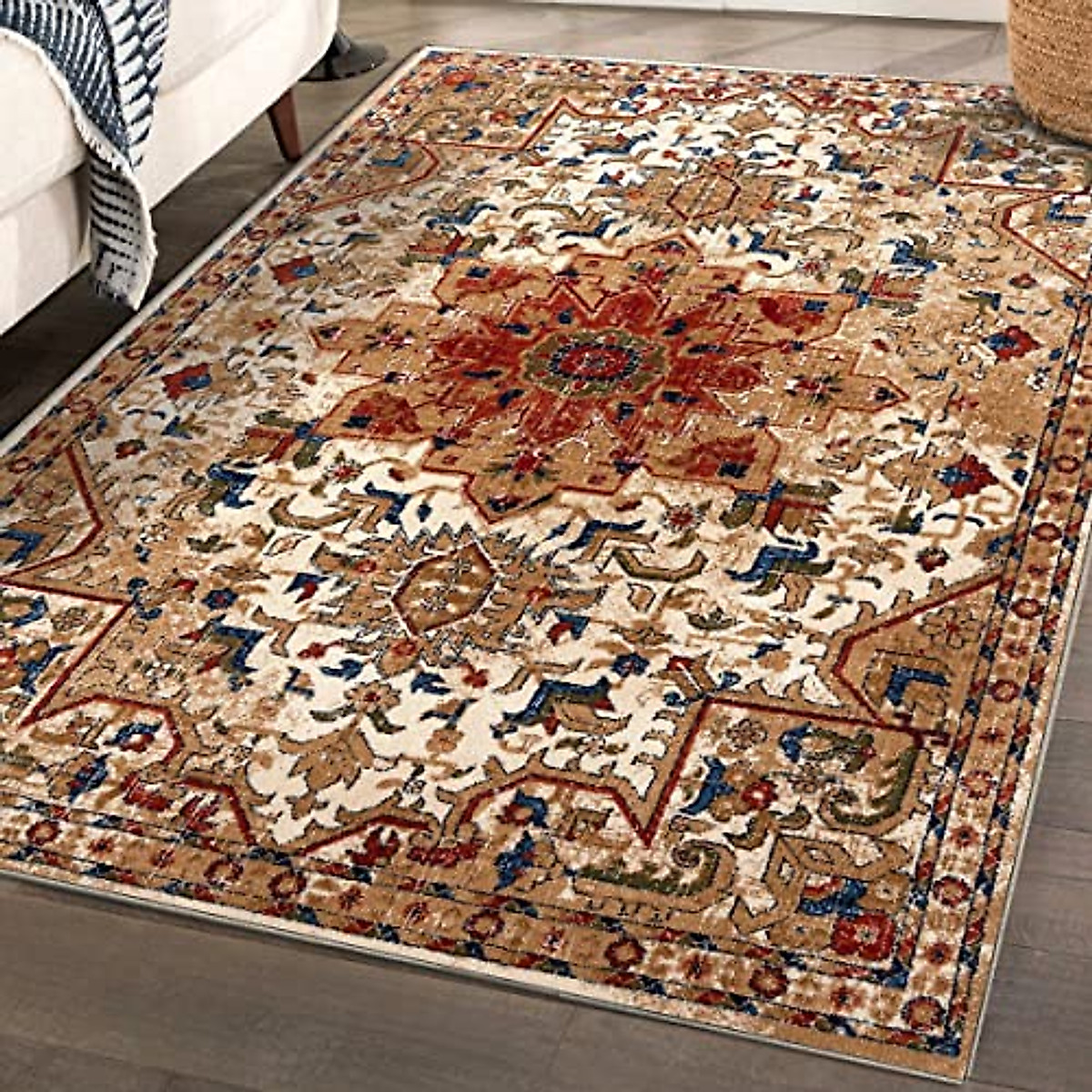 LUXE WEAVERS Geometric Floral 2527 Ivory 8x10 Traditional Southwestern Area Rug