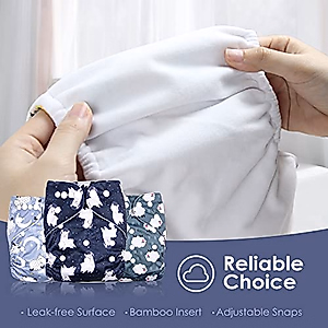 Langsprit 6 Pack Baby Cloth Diaper with Highly Absorbent Inserts, Baby Reusable Diapers, Cloth Diapers Newborn, Washable Cloth Diapers, Reusable Unisex Baby Diapers