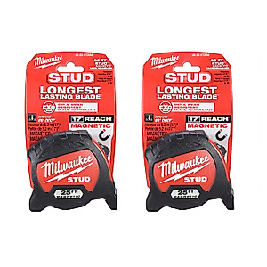 Milwaukee 48-22-9725M 25-Foot Stud Magnetic Tape Measure 2 Pack