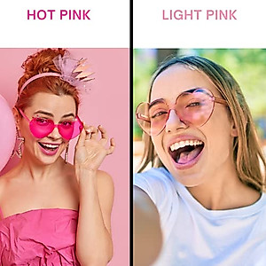 Heart Shaped Sunglasses for Women (2 Pack) - Cute Pink Heart Sunglasses for Parties, Girls Festivals Sunglasses Party Favors, Valentines Costume Sunglasses, Hot Pink Accessories for Women