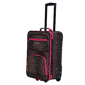 Rockland Jungle Softside Upright Luggage, Pink Leopard, 4-Piece Set (14/29/24/28)