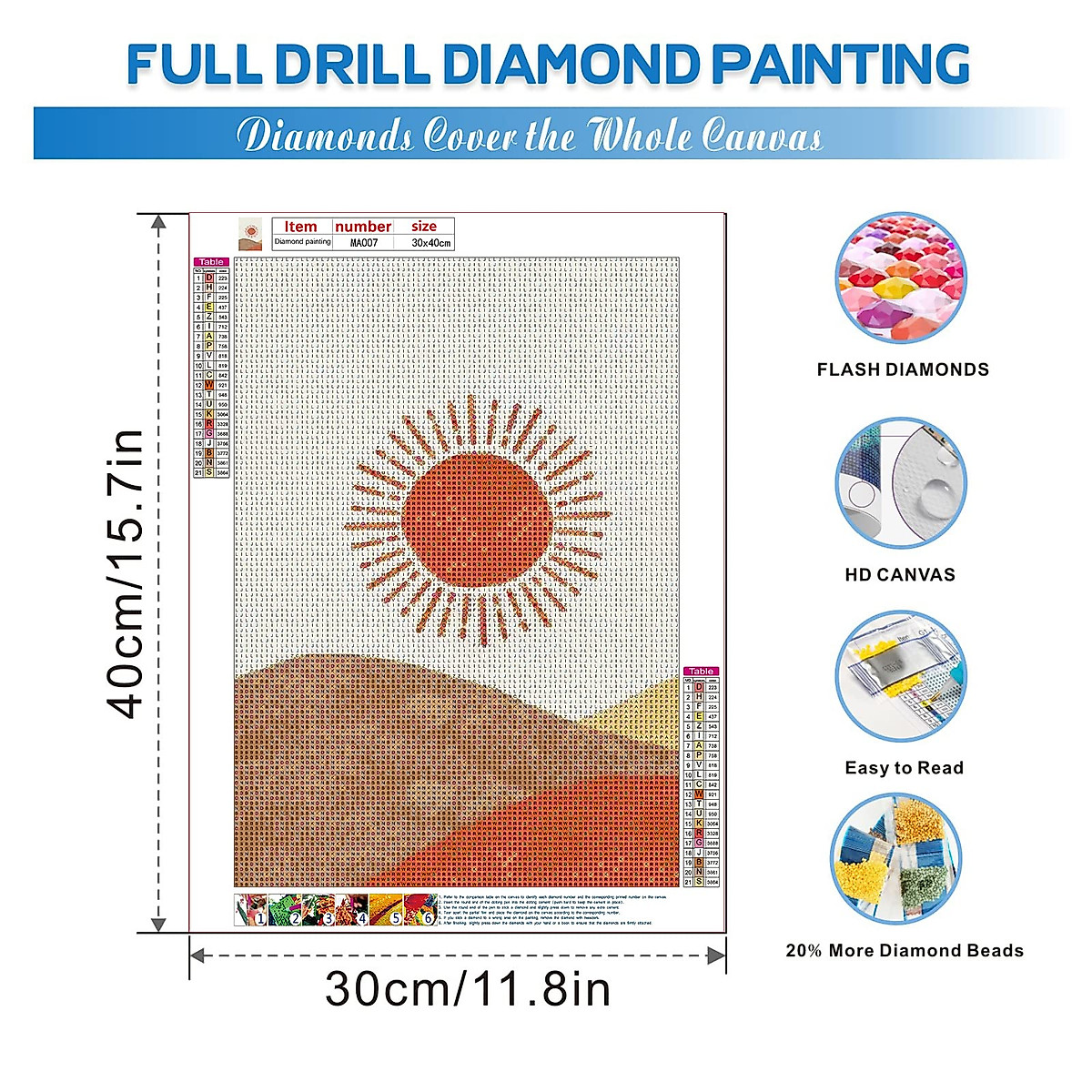 JWYFFS 3 Pack DIY 5D Diamond Painting Kits, Diamond Art Painting,Diamond Painting for Relaxation and Home Wall Decor Rhinestone Painting 12 X 16 Inch with Tools (MA7-9)