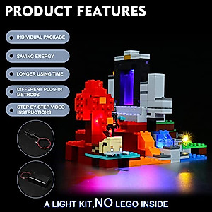 BrickBling Light Kit for Lego Minecraft The Ruined Portal 21172 Building Kit, LED Lighting for Lego Minecraft Set (No Model, Only Lights)