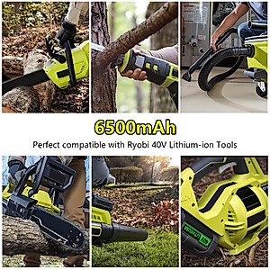 Homesuit 40V Battery Replacement for Ryobi 40V Battery and 40V Battery Charger Combo, Compatible with Ryobi 40 Volt Lithium Battery 6.5Ah OP4026 OP40601 OP4050A OP4040 OP4030 OP4050 OP4015 OP40201