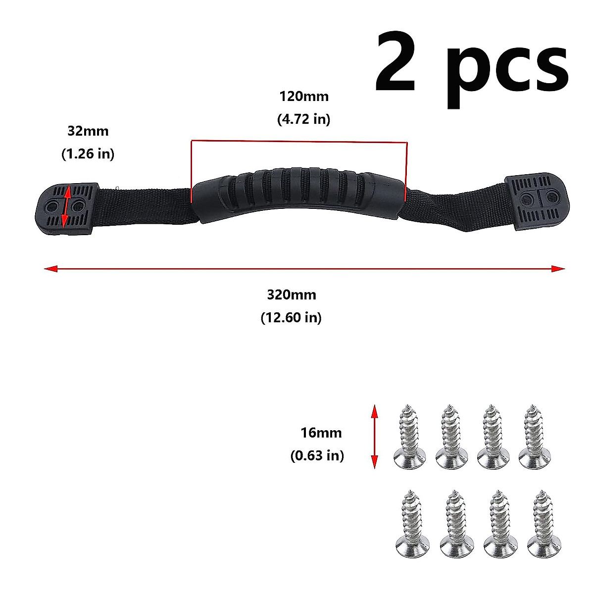 Antrader 2Pcs Kayak Carry Handle, Canoe Boat Side Mount Handle Replacement Accessory Kit with Fixing Screws