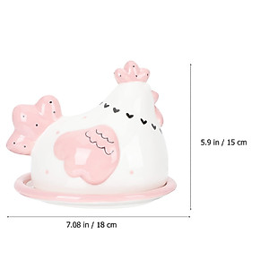 Cabilock Chicken Butter Dish with Lid Animal Covered Butter Dish Ceramic Butter Keeper Butter Container Butter Box for Kitchen Countertop