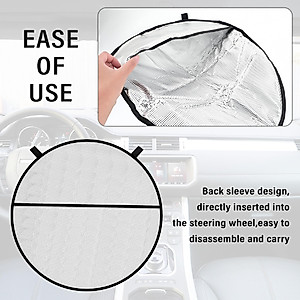 Car Steering Wheel Cover Sun Shade,3 Layers Thickened Foil Car Heat Shield for Steering Wheel,Universal Car Accessories Cooling Steering Wheel Cover for Car Truck SUV Van