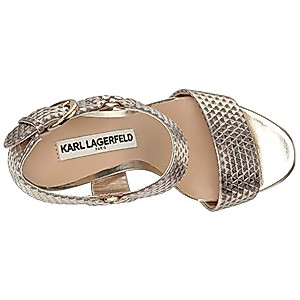 Karl Lagerfeld Paris Women's Cieone Dressy Heeled Sandal, Gold Triangle Metallic, 7.5