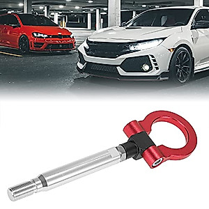 X AUTOHAUX Red Aluminum Alloy Front Bumper Trailer Ring Eye Towing Tow Hook Screw for Subaru Impreza WRX BRZ