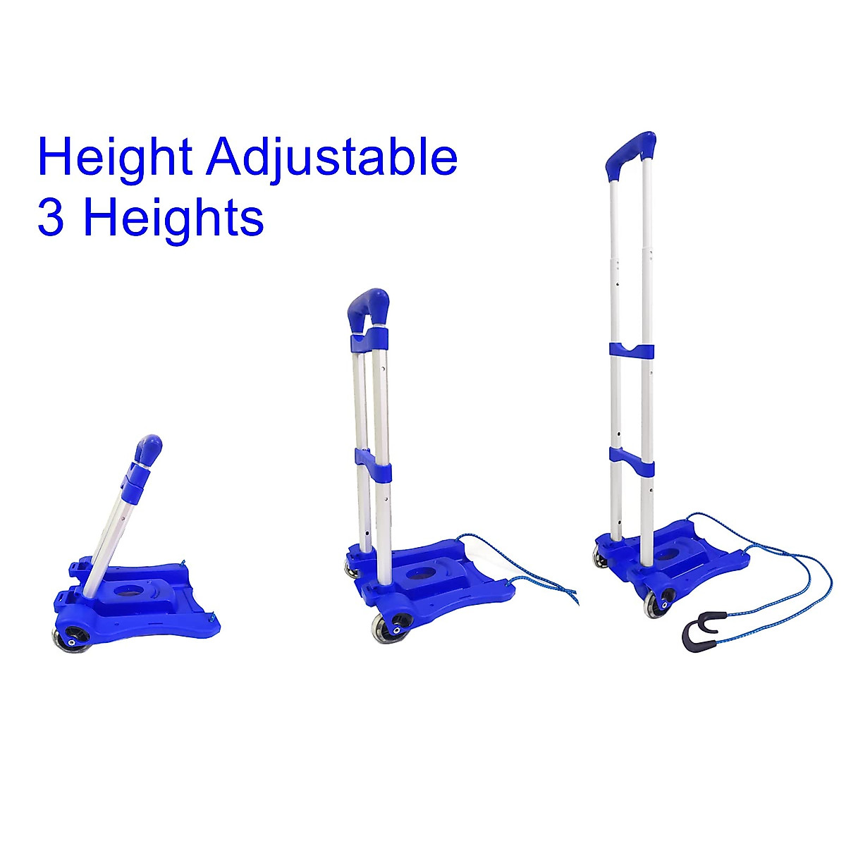 KOCKABC Folding Hand Truck and Dolly, 80lbs Collapsible Aluminum Folding Hand Trucks with 2 Elastic Ropes, Compact & Lightweight Folding Luggage Cart for Home & Travel Luggage Moving – Black