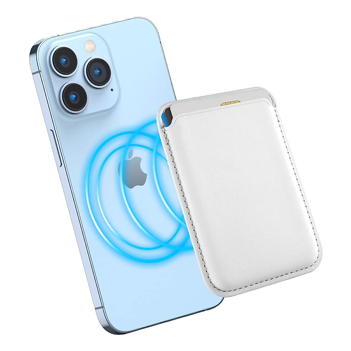 Magnetic Card Wallet Holder with MagSafe for iPhone 15 Pro Max/15 Pro/15 Plus/15,for iPhone 14 Pro Max/14 Plus/14 Pro/14, for iPhone 13 Pro Max/13 Pro/13/13 Mini, for iPhone 12/12 Pro/12 Max,White