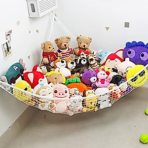 Stuffed Animal Hammock Net, Toy Storage Organizer with Extra Large Design, Corner Hanging Holder and Great Decor for Kids Bedroom, Baby Nursery Room, Expands to 5.9 Feet