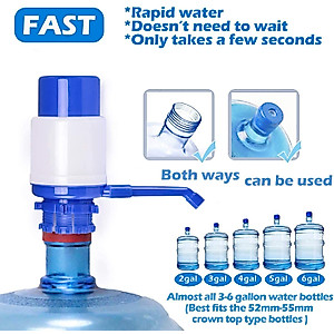 Water Bottles Pump Blue Manual Hand Pressure Drinking Fountain