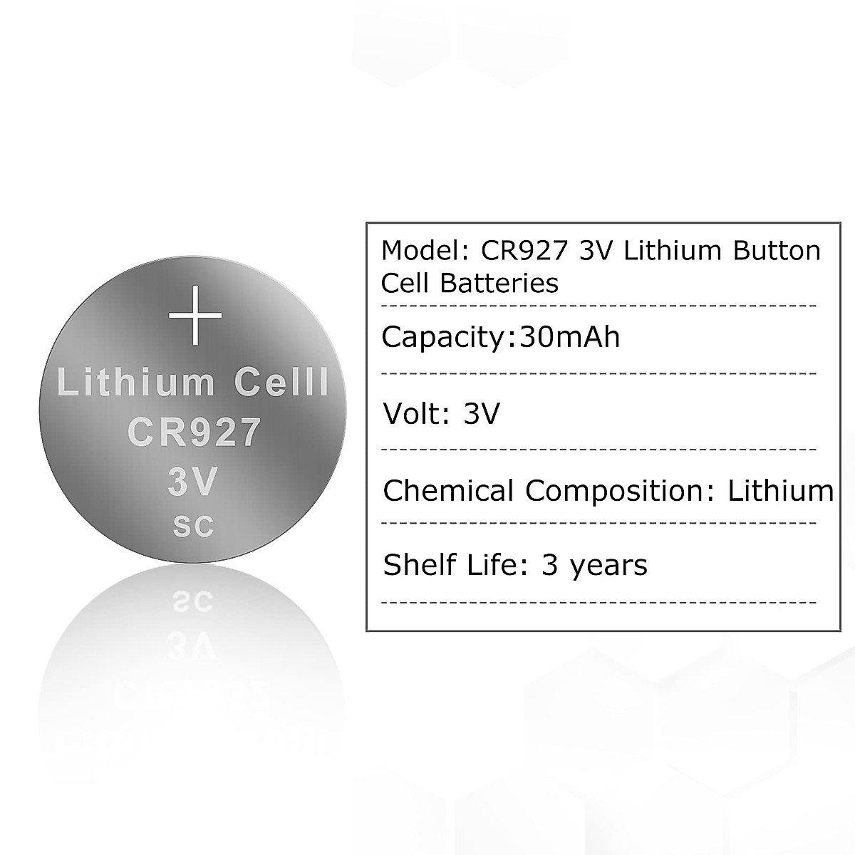 CR927 Batteries BR927 DL927 3V Lithium Button Cell Batteries 50Pcs