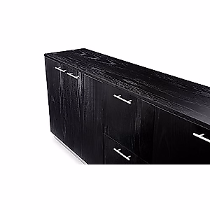 Zuri Furniture Reagan Modern Polished Cabinet Credenza - Black