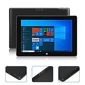 10'' Windows 10 Tablet, SZTPSLS Windows Home 10 PC, Intel Celeron N4020 DDR4-2400 - 4GB + 64GB, USB 3.0, Micro HDMI, TF Card Expand to 256GB, 2MP and 5MP Cameras, Bluetooth 4.2, Black, W101