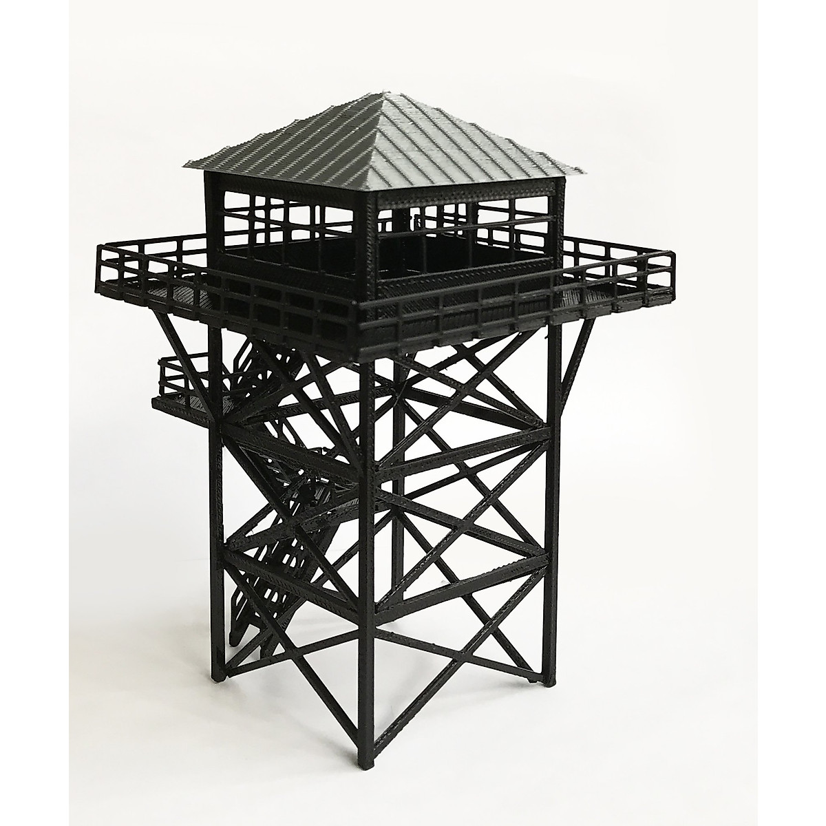 Outland Models Railway Scenery Watchtower/Lookout Tower (Black) HO Scale 1:87