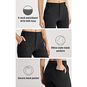 Libin Women's Golf Pants Lightweight Water Resistant Straight Leg Slacks Work Casual Dress Office Business Travel Hiking Pants, Black 6