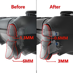 eXtremeRate Tactile Version Clicky Hair Trigger Kit for PS4 Controller Shoulder Buttons, Custom Tactile Bumper Trigger Buttons for PS4 Slim Pro Controller, Mouse Click Kit for PS4 Controller CUH-ZCT2