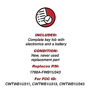 KeylessOption Keyless Entry Remote Car Key Fob Replacement for CWTWB1U343, CWTWB1U313, LHJ002