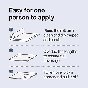 Kenley Carpet Protection Film - Self Adhesive Plastic Carpet Protector Film - Heavy Duty Shield Covering for Stairs Floor Runner Surface - Puncture & Water Resistant Sticky Protection Roll (24"x200')