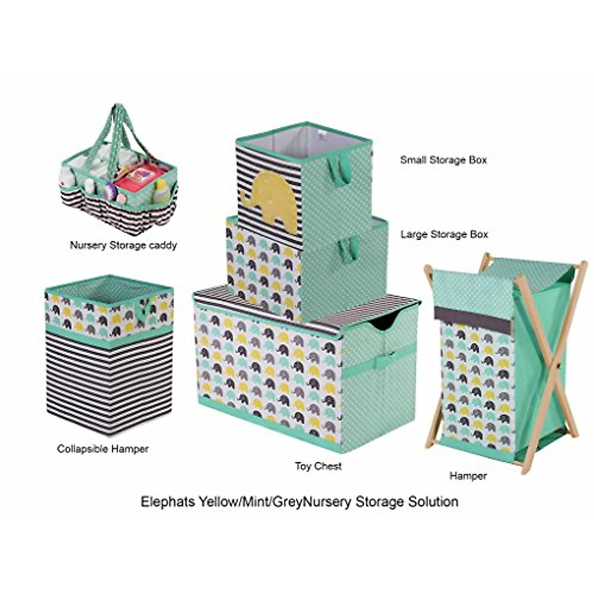 Bacati Elephants Unisex Activity Gym with Mat, Mint/Yellow/Grey