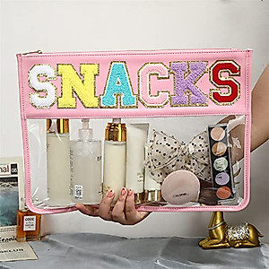 Leziazany Monogram Clear Makeup letter Bag Multi-purpose transparent Travel Stadium letter bags Snack Pouch Clear beach bags for Cosmetics And Toiletries Organization clear travel pouch for women…………