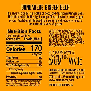 Bundaberg Ginger Beer, 12.7 Fl Oz Bottles, 4 Pack