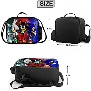 LMUCYISYIS Cartoon Lunch Bag, Anime the Hedgehog Insulated Lunch Box for Teens Students, Portable Large Capacity Bento Box for Boys Girls for Work Picnic School Travel (Cartoon 2)