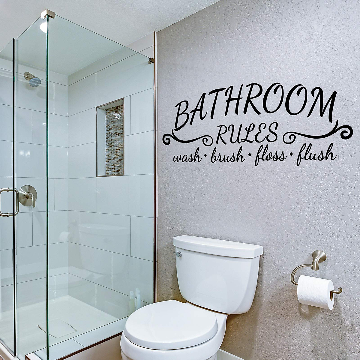 2 Pieces Bathroom Wall Decals Sticker Soak Relax Enjoy Bathroom Rules Wall Sticker Vinyl Quote Wall Art Decor for Home Bathroom (Black,Simple Style)
