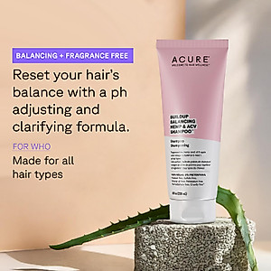 ACURE Buildup Balancing Hemp & Apple Cider Vinegar Shampoo | 100% Vegan | Resets & Balances Hair for Styled, Swim & Harsh Conditions | Fragrance Free Formula | 8 Fl Oz